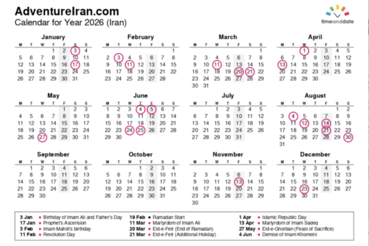 Iran Calendar Weekend and National holidays - ADVENTURE IRAN Official ...