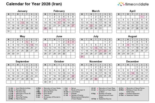 Iran Calendar Weekend and National holidays - ADVENTURE IRAN Official ...